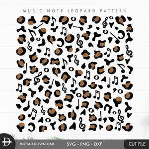 Musical Notes Leopard Cheetah Pattern SVG, Musical Music Teacher Mom ...