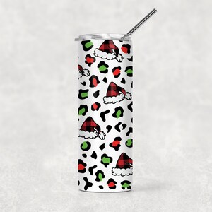 Buffalo Plaid Santa Hat Leopard Pattern, Christmas Hat Cheetah Pattern ...