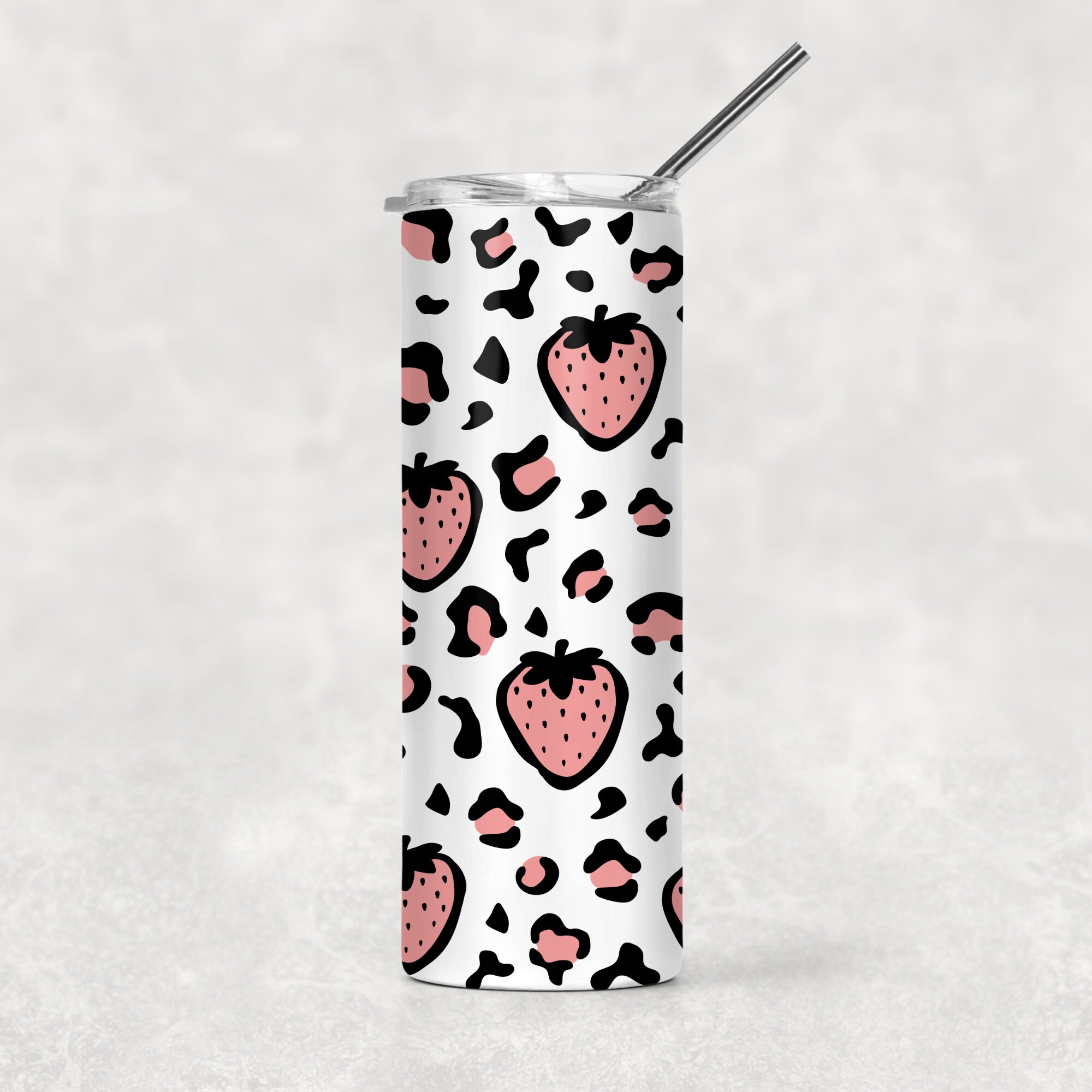 Strawberry Leopard Pattern SVG, Pastel Pink Strawberry Cheetah Pattern ...
