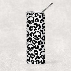 Black Leopard Skull Pattern, Skull Cheetah Pattern, Halloween Digital ...