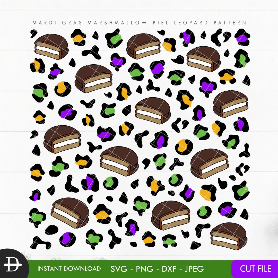 Mardi Gras Marshmallow Pies Leopard Pattern, Mardi Gras Carnival Moon ...