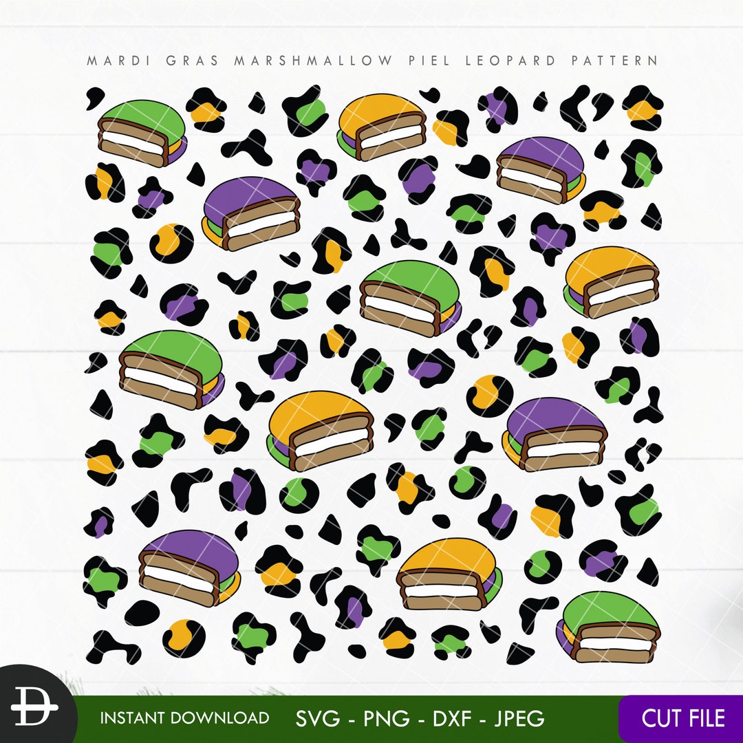 Mardi Gras Marshmallow Pies Leopard Pattern, Mardi Gras Carnival Moon ...