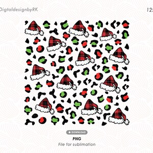 Buffalo Plaid Santa Hat Leopard Pattern, Christmas Hat Cheetah Pattern ...