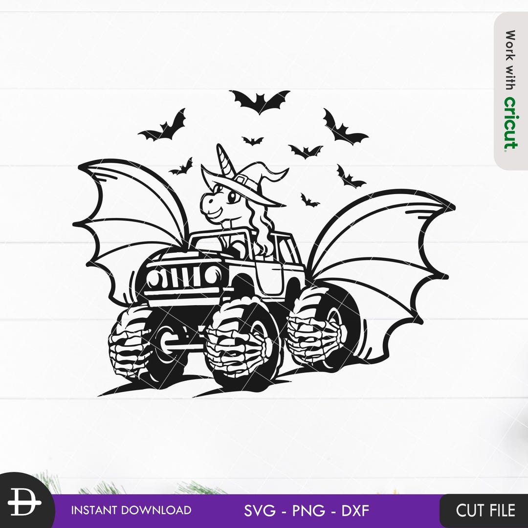 Cute Unicorn Witch Monster Truck Bat Halloween 2025 for Boy Girl Kids ...