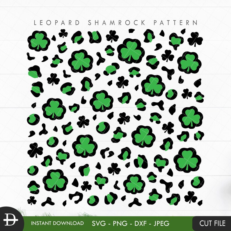 Shamrock Leopard Pattern Svg Shamrock Cheetah Pattern Saint - Etsy