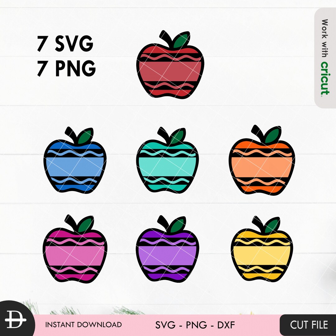 Crayon Apple Teacher Cut File SVG for Cricut Back to School Clipart ...