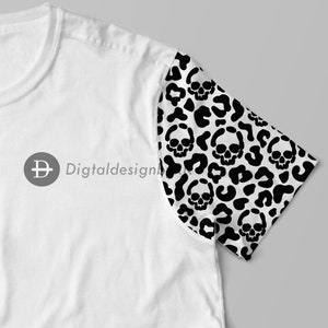 Black Leopard Skull Pattern, Skull Cheetah Pattern, Halloween Digital ...