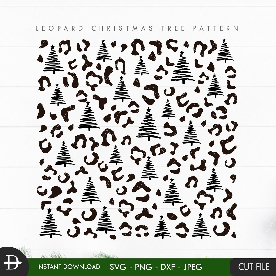 Leopard Christmas Tree Pattern SVG, Christmas Tree Line Cheetah Pattern ...