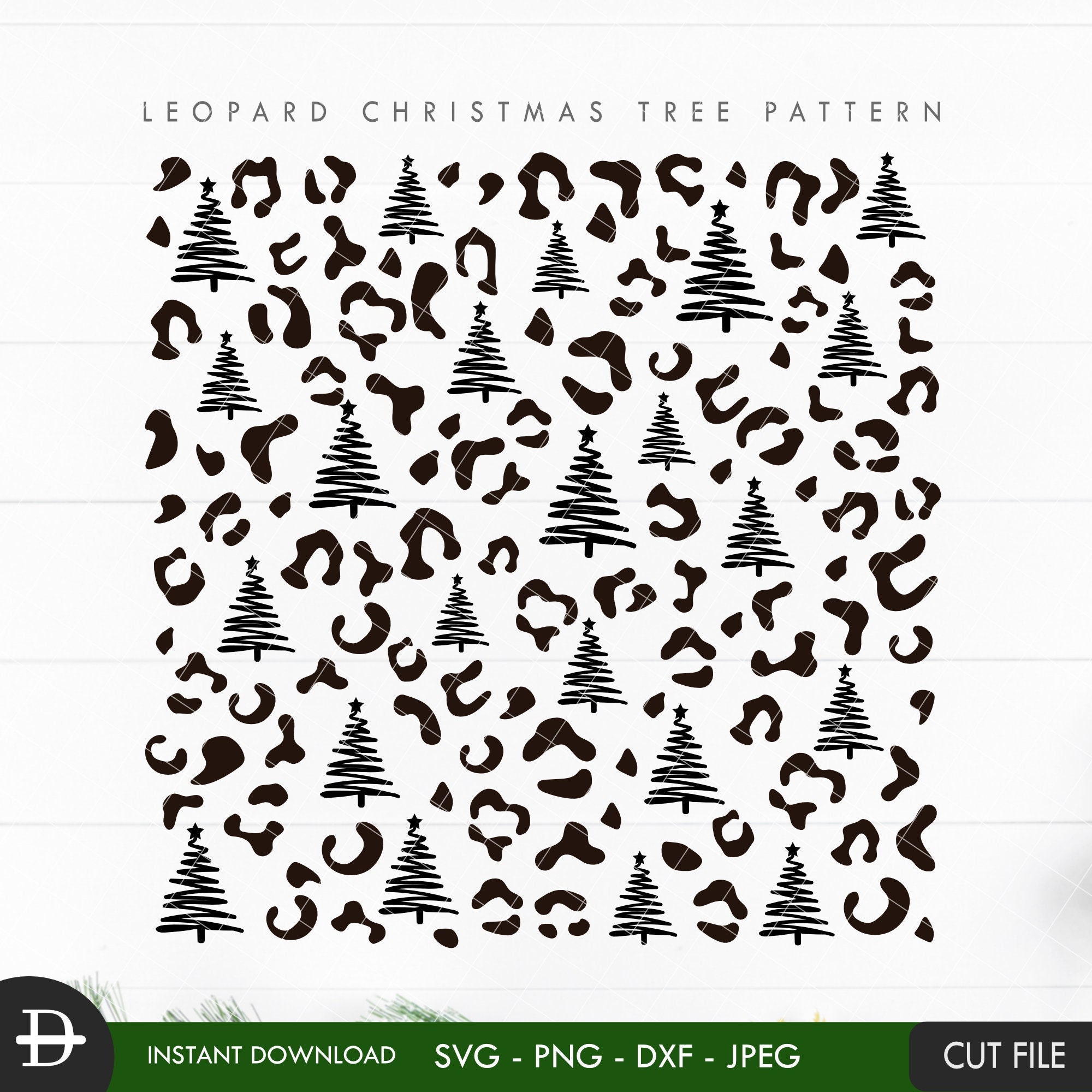 Leopard Christmas Tree Pattern SVG Christmas Tree Line - Etsy