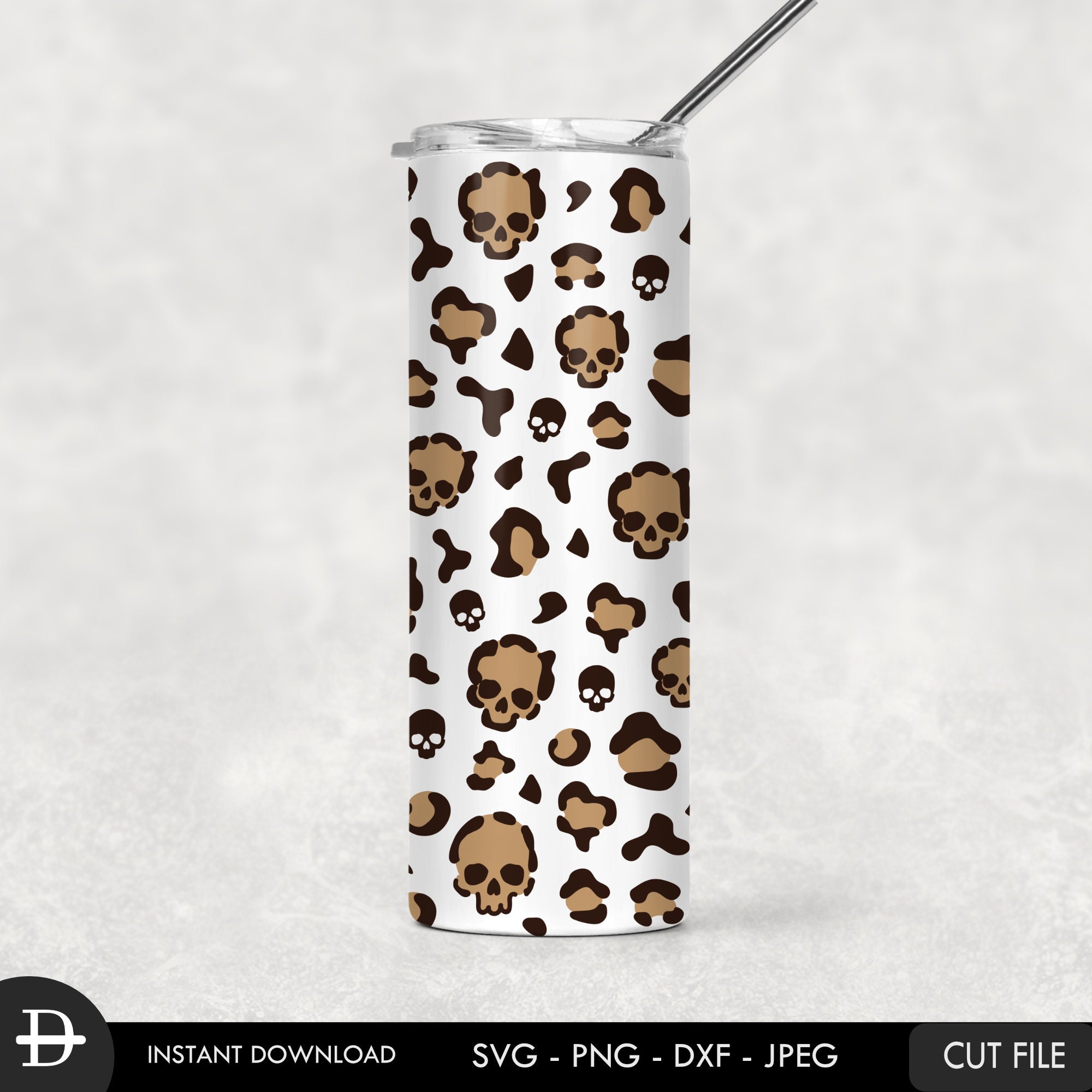 Leopard Skull Pattern SVG, Skull Cheetah Pattern Svg, Halloween Digital ...