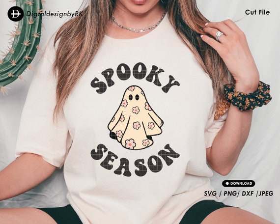 Spooky Season Retro PNG Cute Ghost With Flower PNG Spooky - Etsy