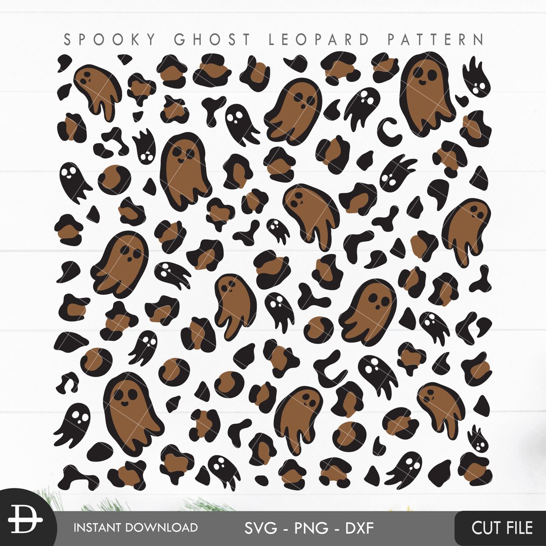 Leopard Ghost Pattern, Cute Ghost Cheetah Pattern, Spooky Season ...