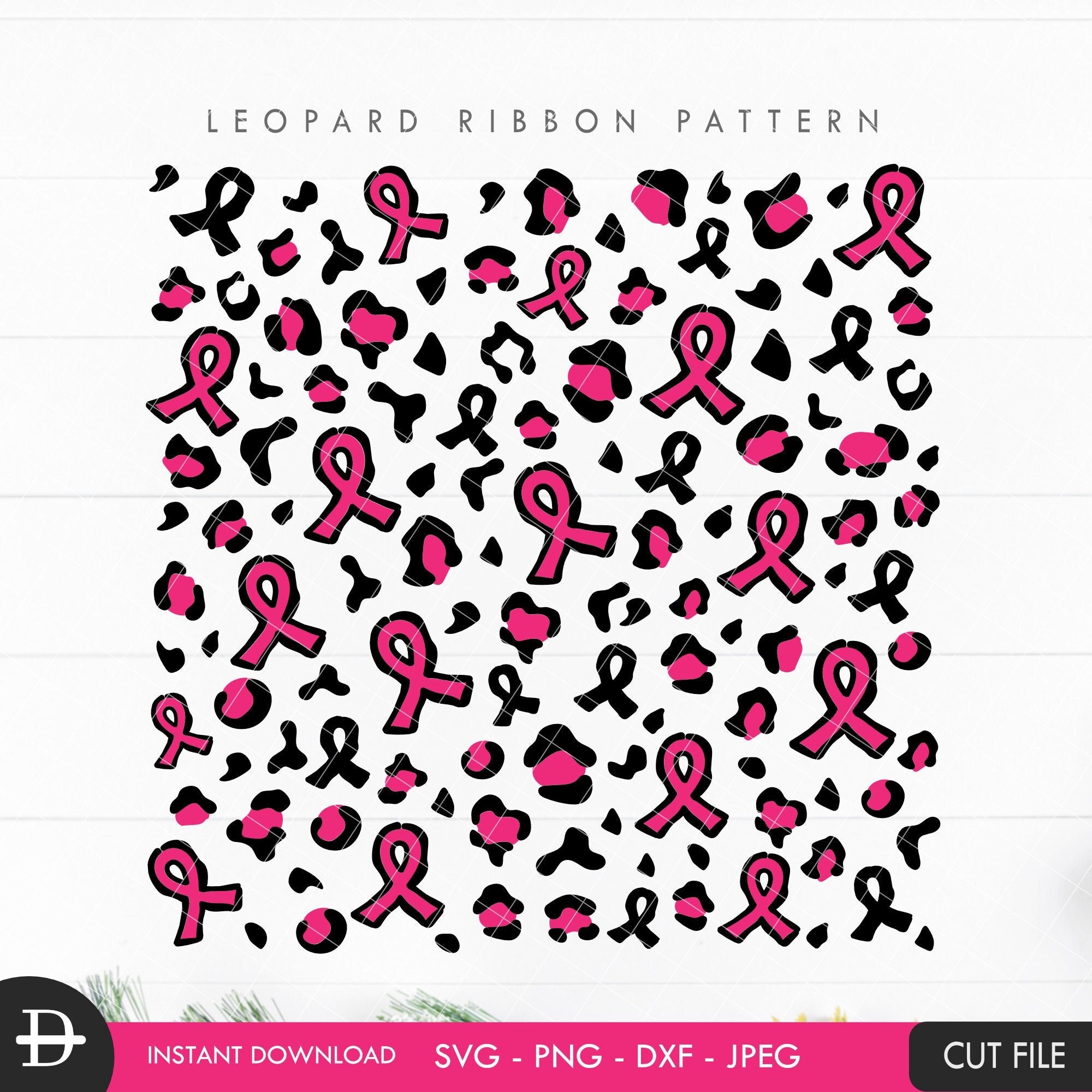 Leopard Ribbon Pattern SVG Pink Ribbon Cheetah Pattern Svg | Etsy