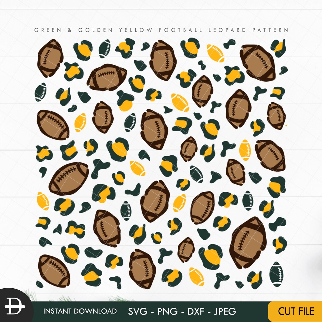 Green Golden Yellow Football Leopard Pattern SVG, Football Cheetah ...
