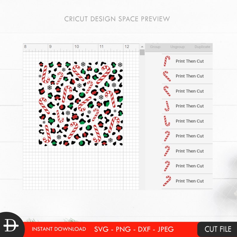 Christmas Candy Leopard Pattern SVG Candy Snowflake Cheetah - Etsy