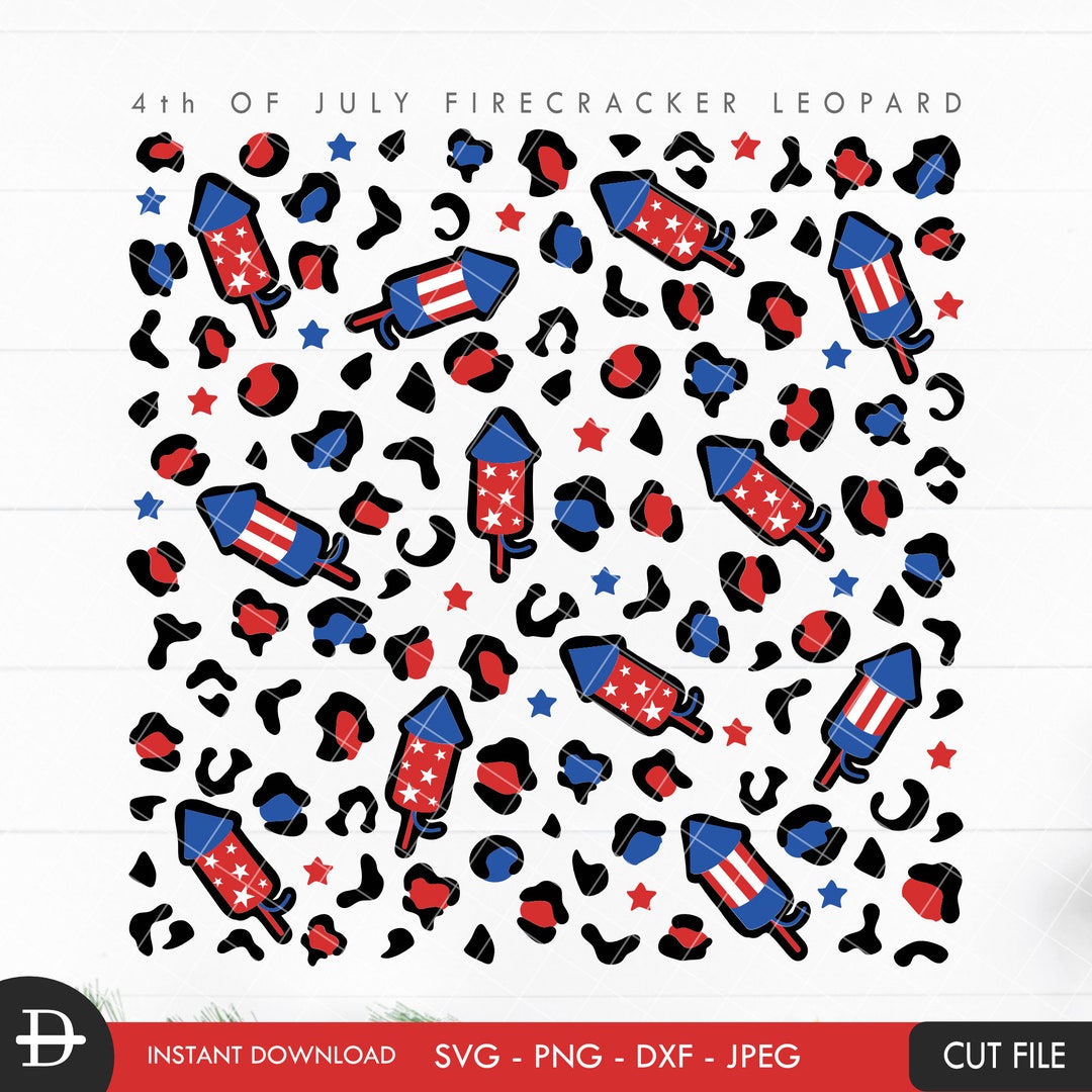 Firecracker Leopard Pattern Svg, Firecraker Cheetah Svg, American 4th ...