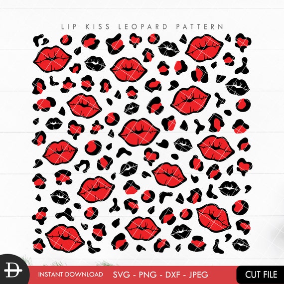 Red Leopard Lips Pattern SVG Lips Cheetah Pattern Svg Kiss - Etsy