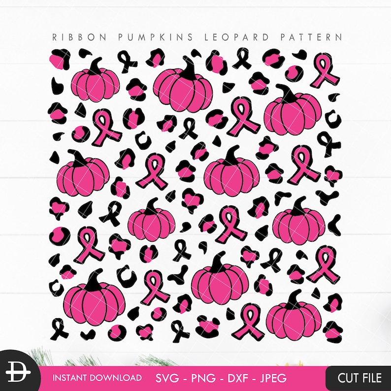 Pink Leopard Ribbon Pumpkin Pattern SVG Pumpkin Ribbon - Etsy