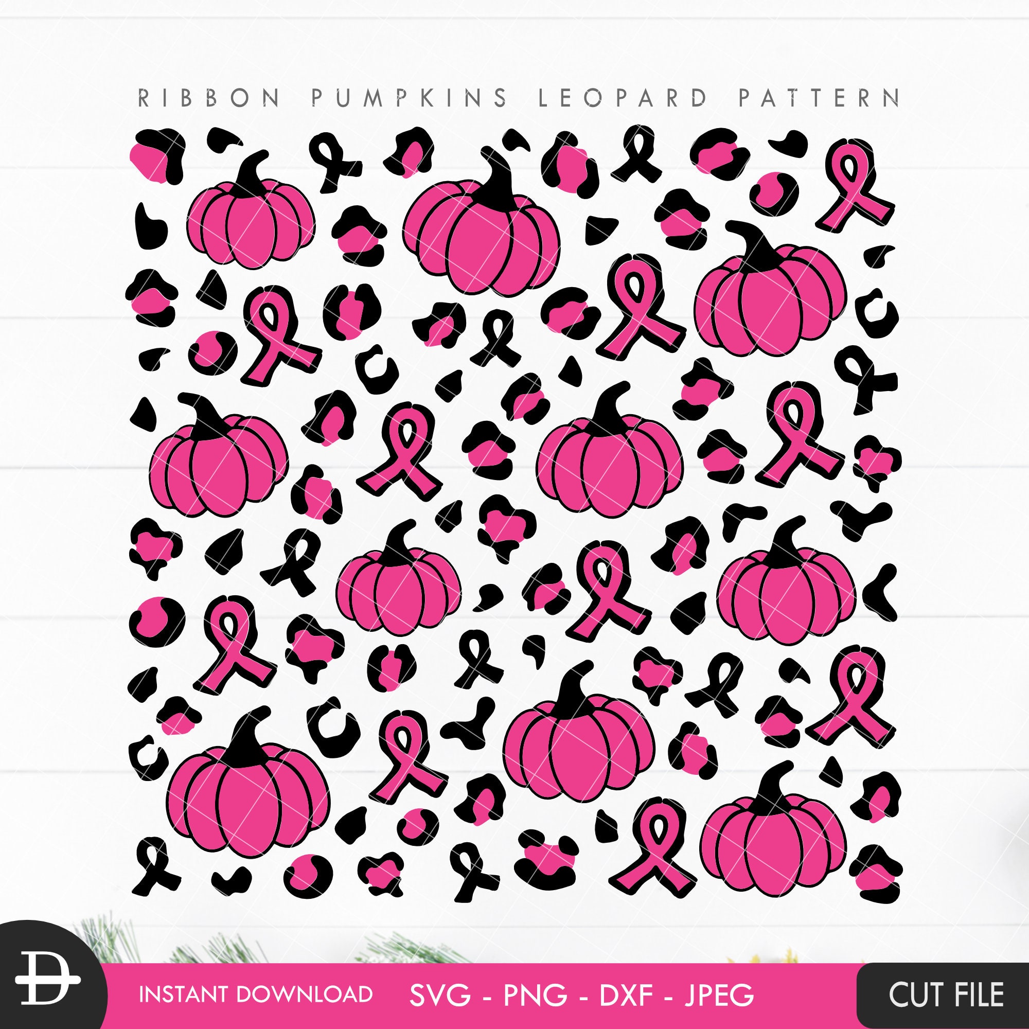 Pink Leopard Ribbon Pumpkin Pattern SVG Pumpkin Ribbon - Etsy