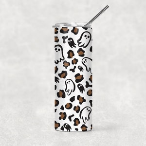 Black Leopard Ghost Pattern, Cute Ghost Cheetah Pattern, Spooky ...