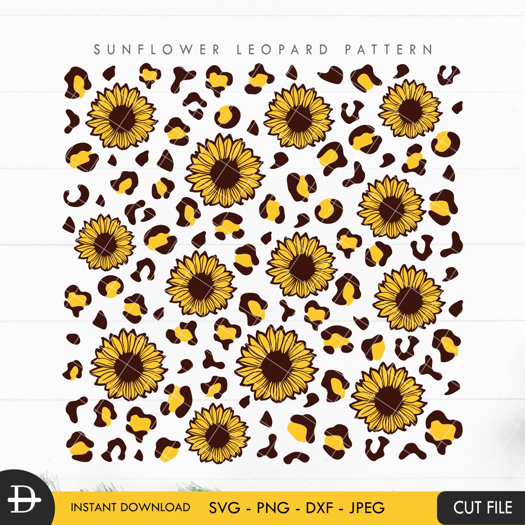Sunflower Leopard Pattern Svg, Sunflower Cheetah Pattern Svg, Western ...
