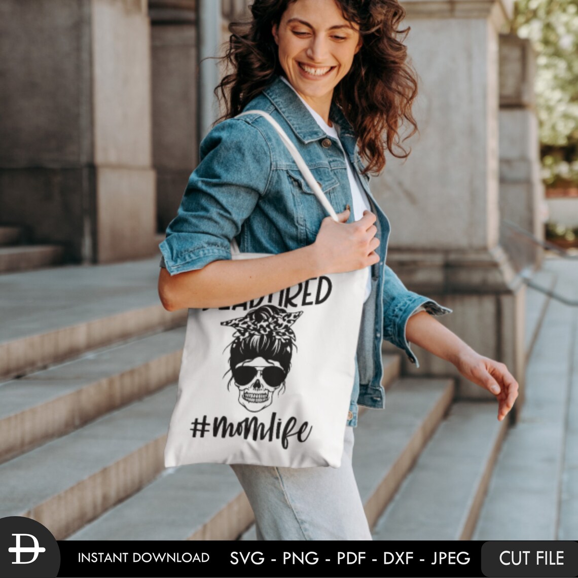 Dead Tired Mom Life Print Svg Cheetah Messy Skull Bun Hair - Etsy