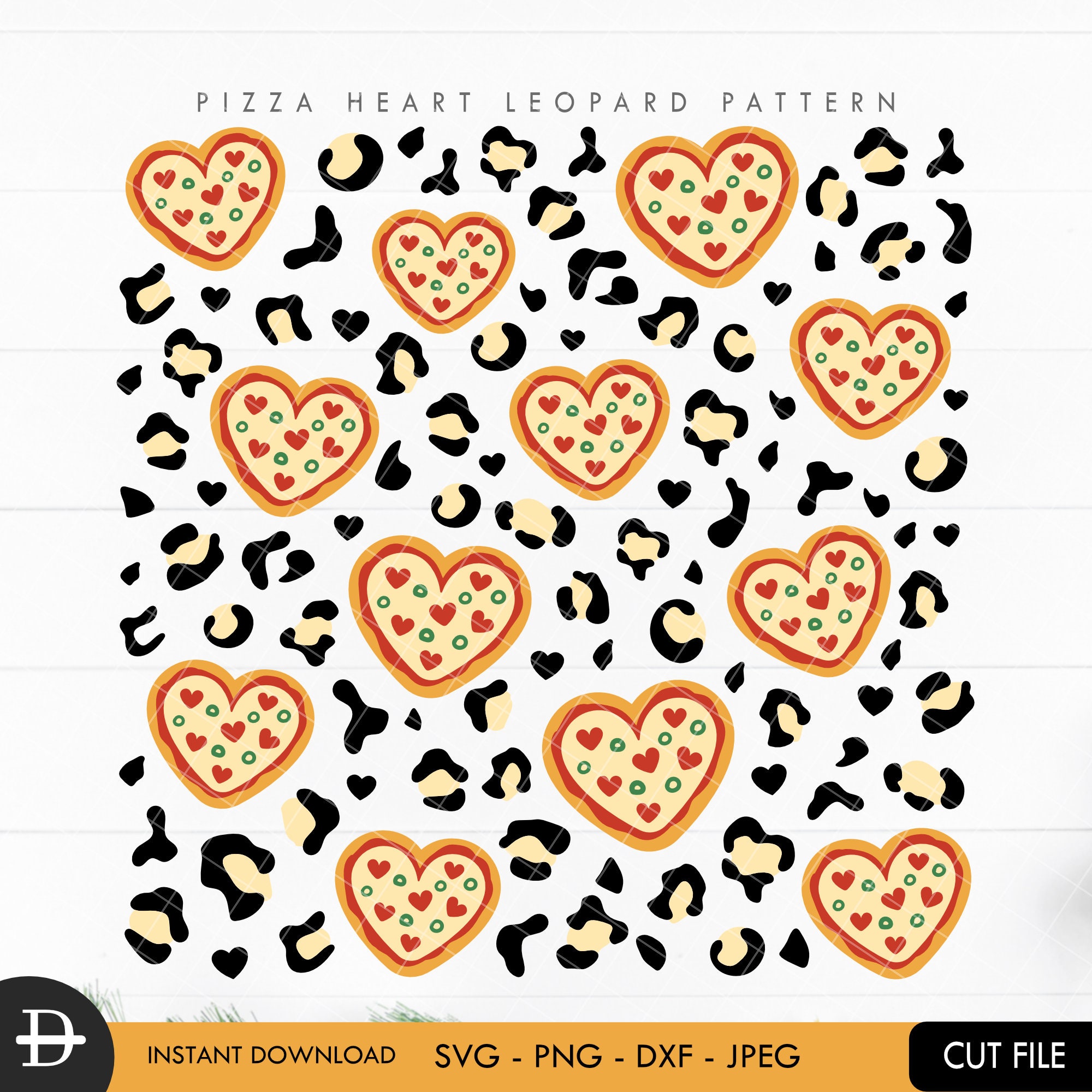 Pizza Heart Leopard Pattern Svg Pizza Heart Cheetah Svg - Etsy