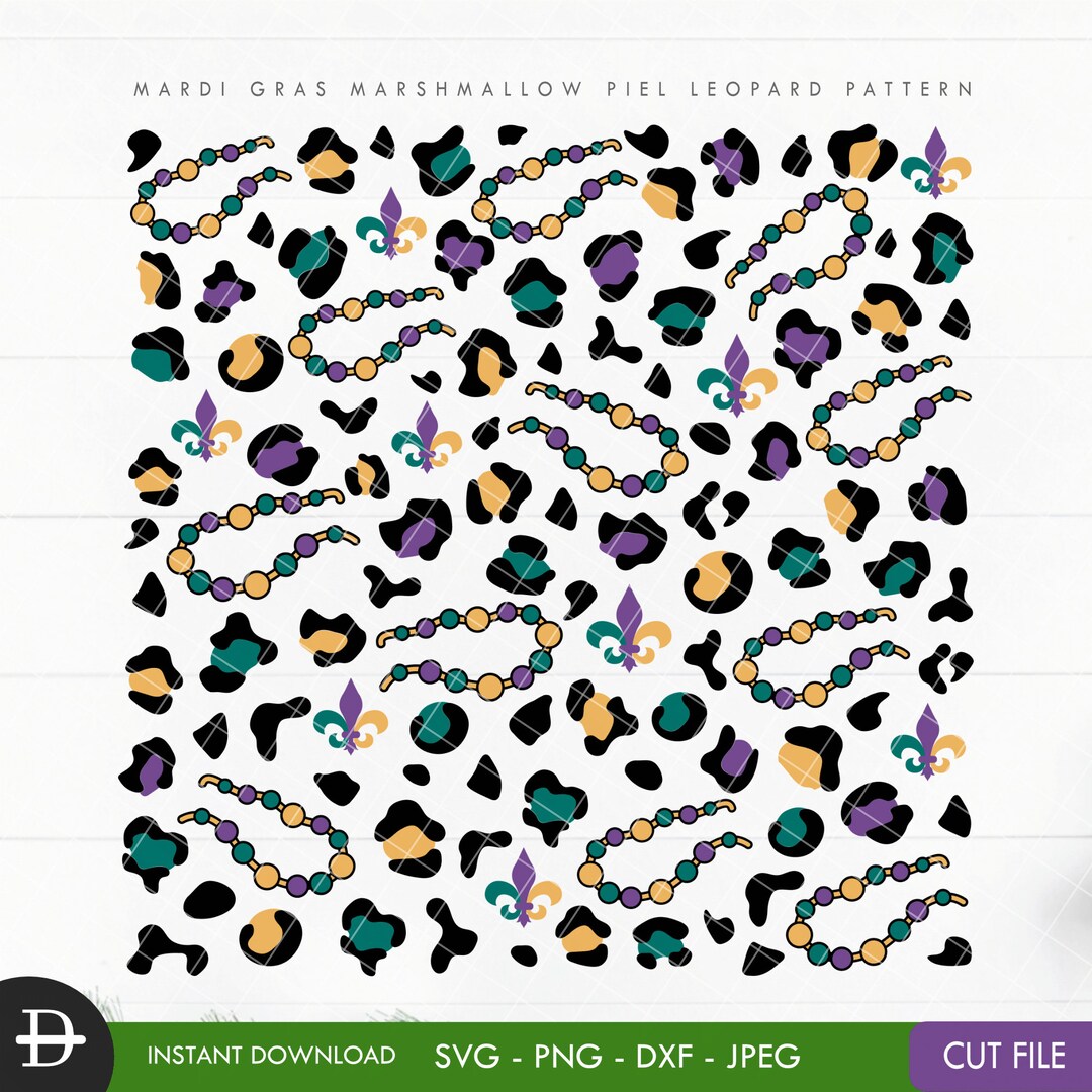 Mardi Gras Bead Fleur De Lis Leopard Pattern, Mardi Gras Carnival ...