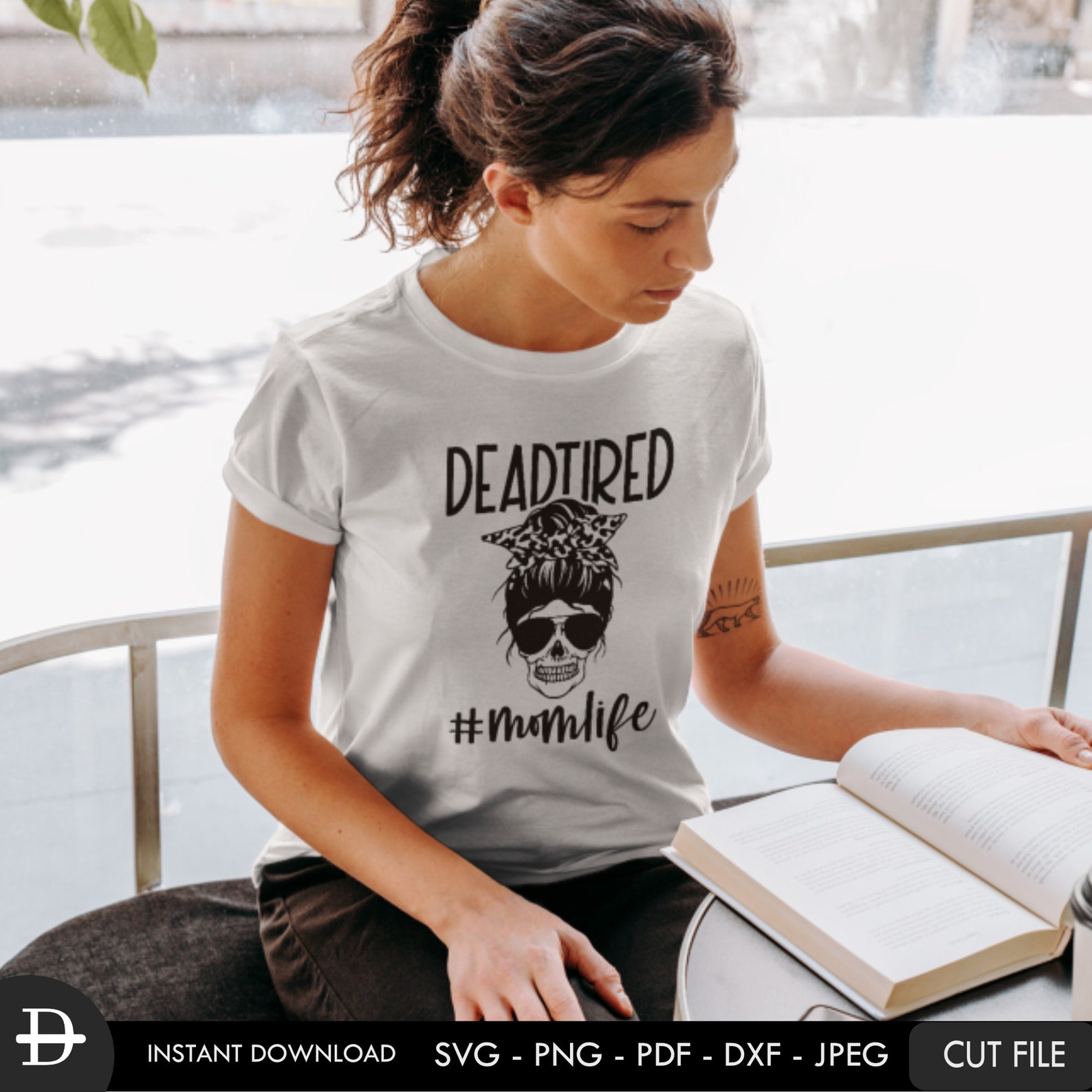 Dead Tired Mom Life Print Svg Cheetah Messy Skull Bun Hair - Etsy