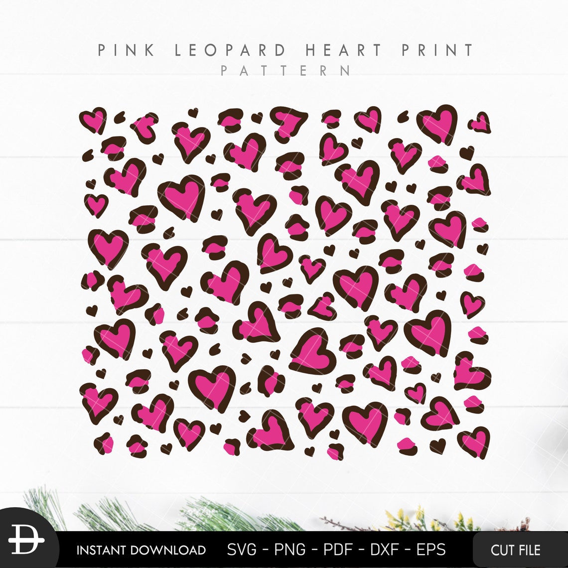 Pink Leopard Heart Print Pattern Svg Valentine Heart Pattern - Etsy
