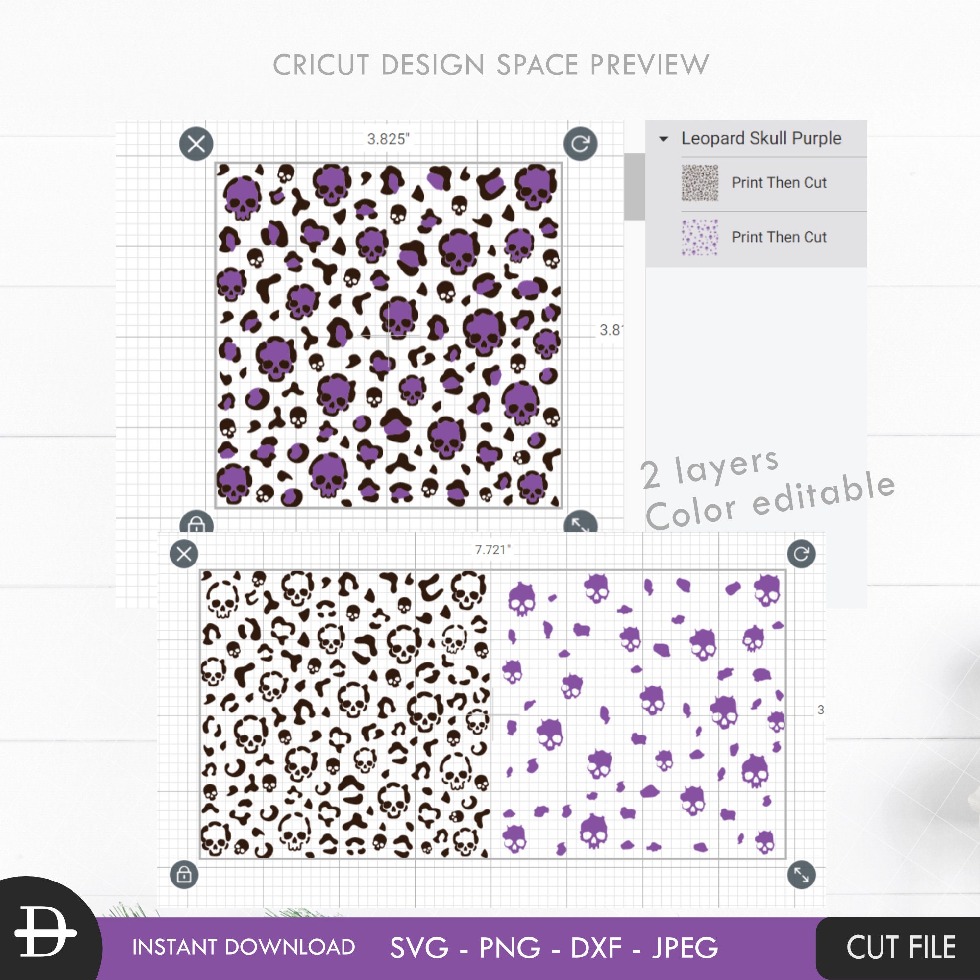 Leopard Skull Purple Pattern SVG, Purple Skull Cheetah pattern svg ...