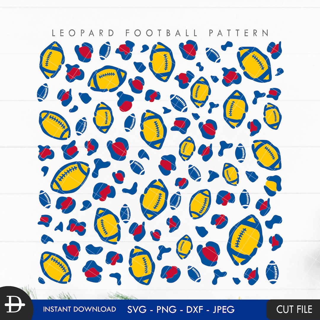 Red Yellow Blue Football Leopard Pattern SVG, Football Cheetah Pattern ...