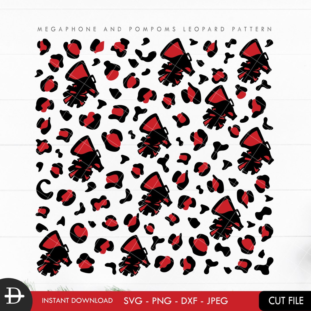 Red and Navy Megaphone Pompoms Football Leopard Pattern, American ...