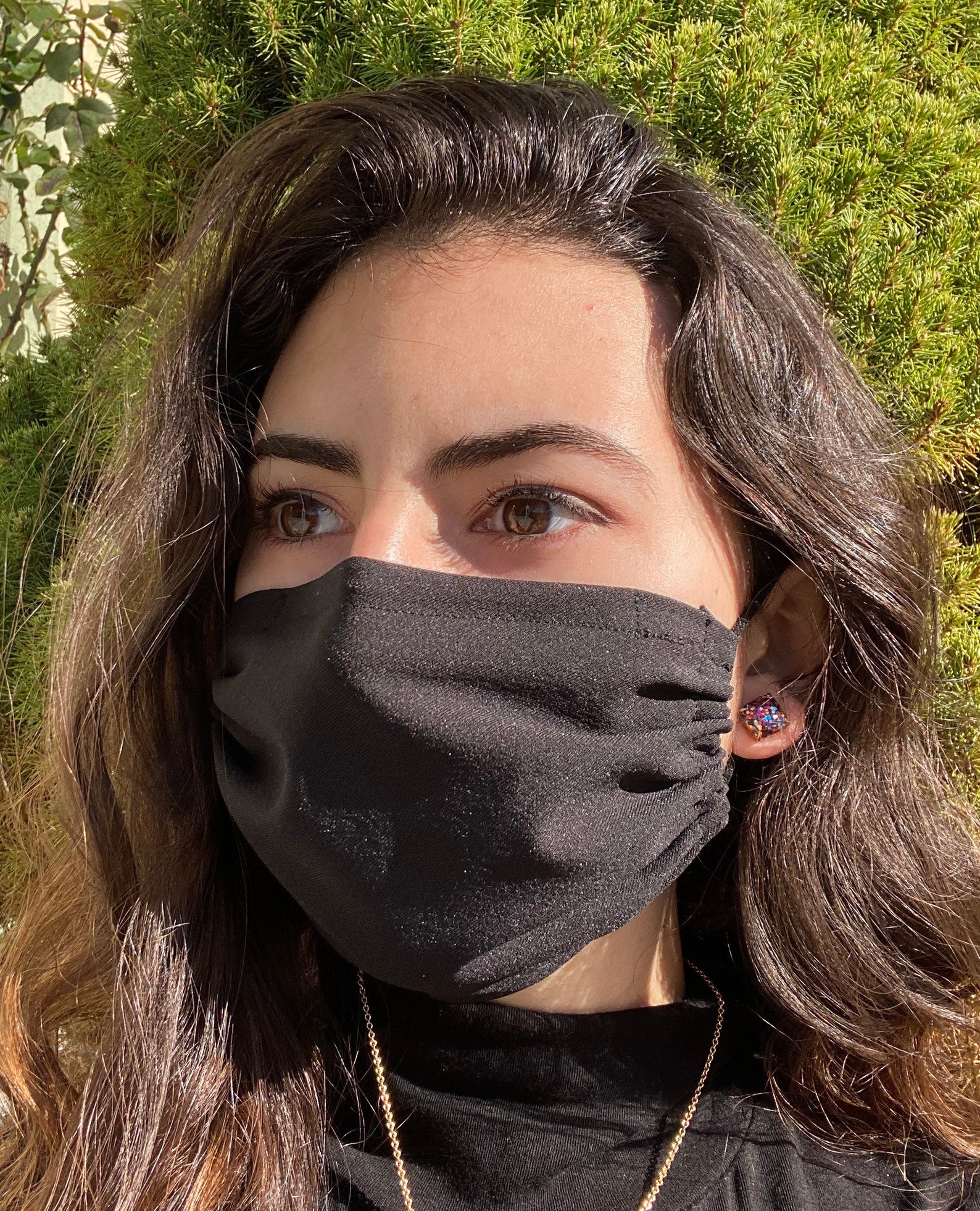 Black Spandex/Nylon Face Mask with adjustable strings and nose | Etsy