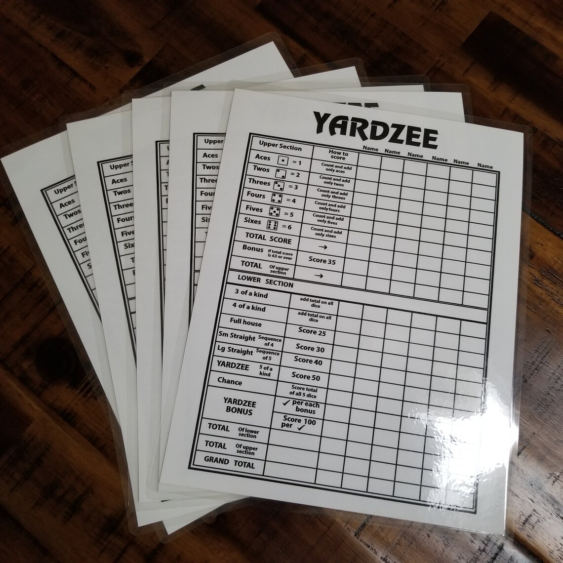 Yardzee Score Sheet Reusable Score Card Back Yard Yahtzee Dice Game - Etsy
