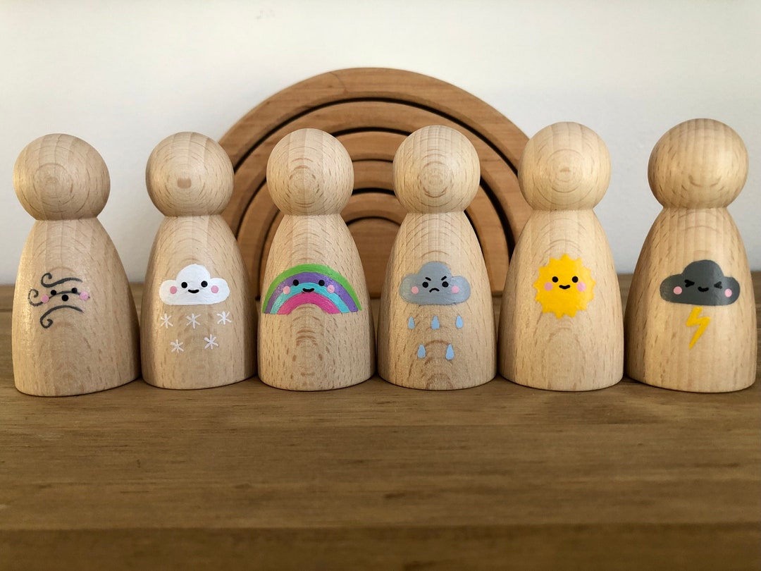 Weather Peg Doll Set - Hand Painted Wooden Peg Dolls - Etsy