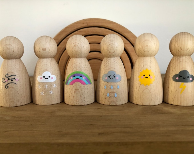 Weather Peg Doll Set - Hand Painted Wooden Peg Dolls - Etsy UK