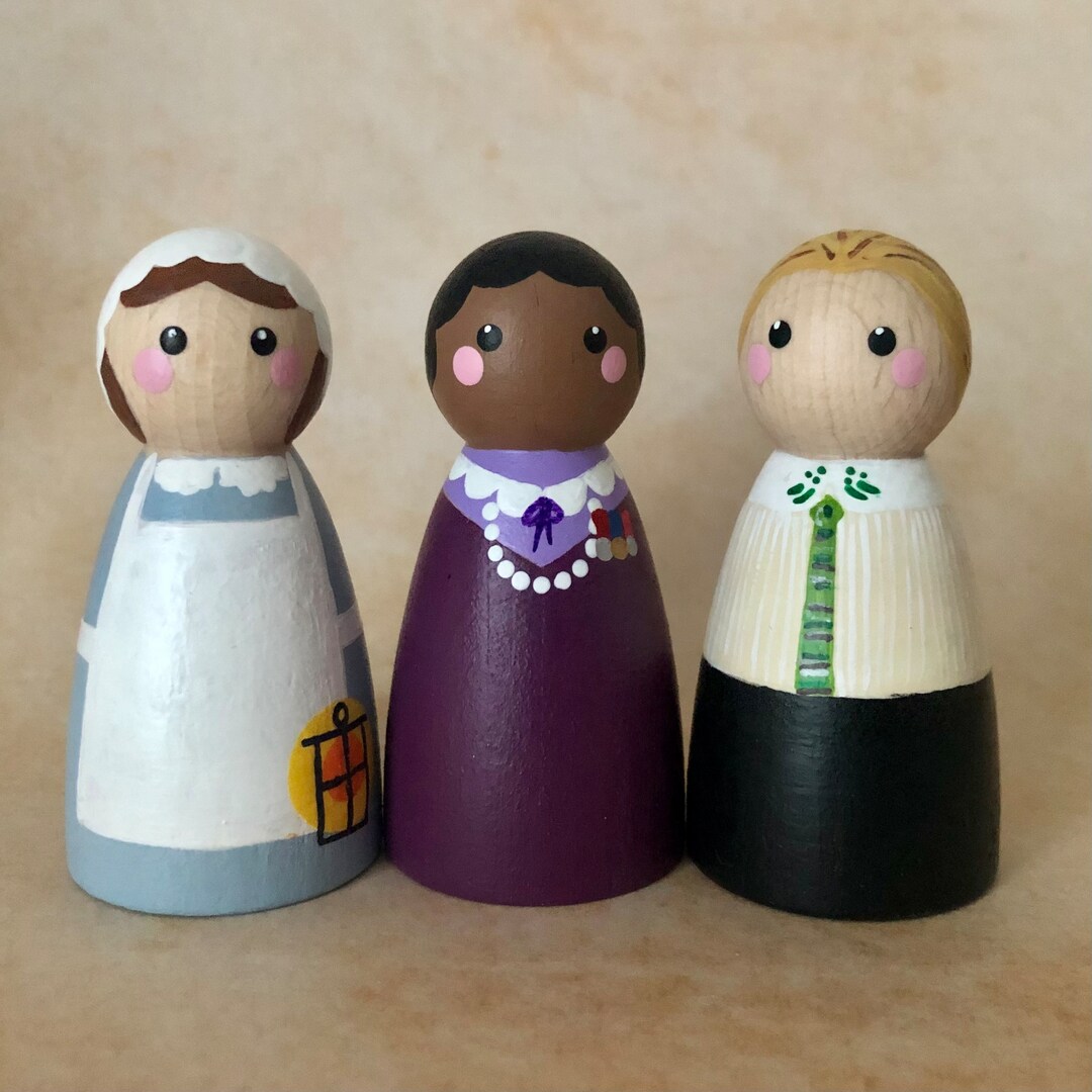Inspirational Women Brave Nurses Hand Painted Wooden Peg Dolls Florence ...
