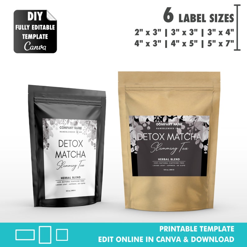 Editable Pouch Label Template 6 Sizes Bundle Custom Product - Etsy UK