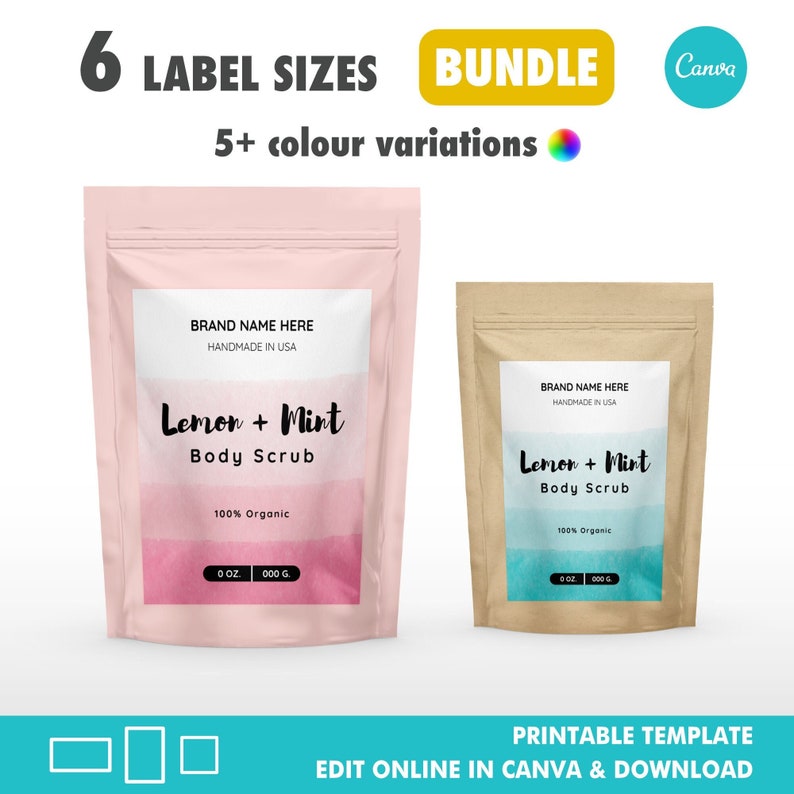 Editable Pouch Label Template for Canva 6 Sizes Bundle DIY - Etsy