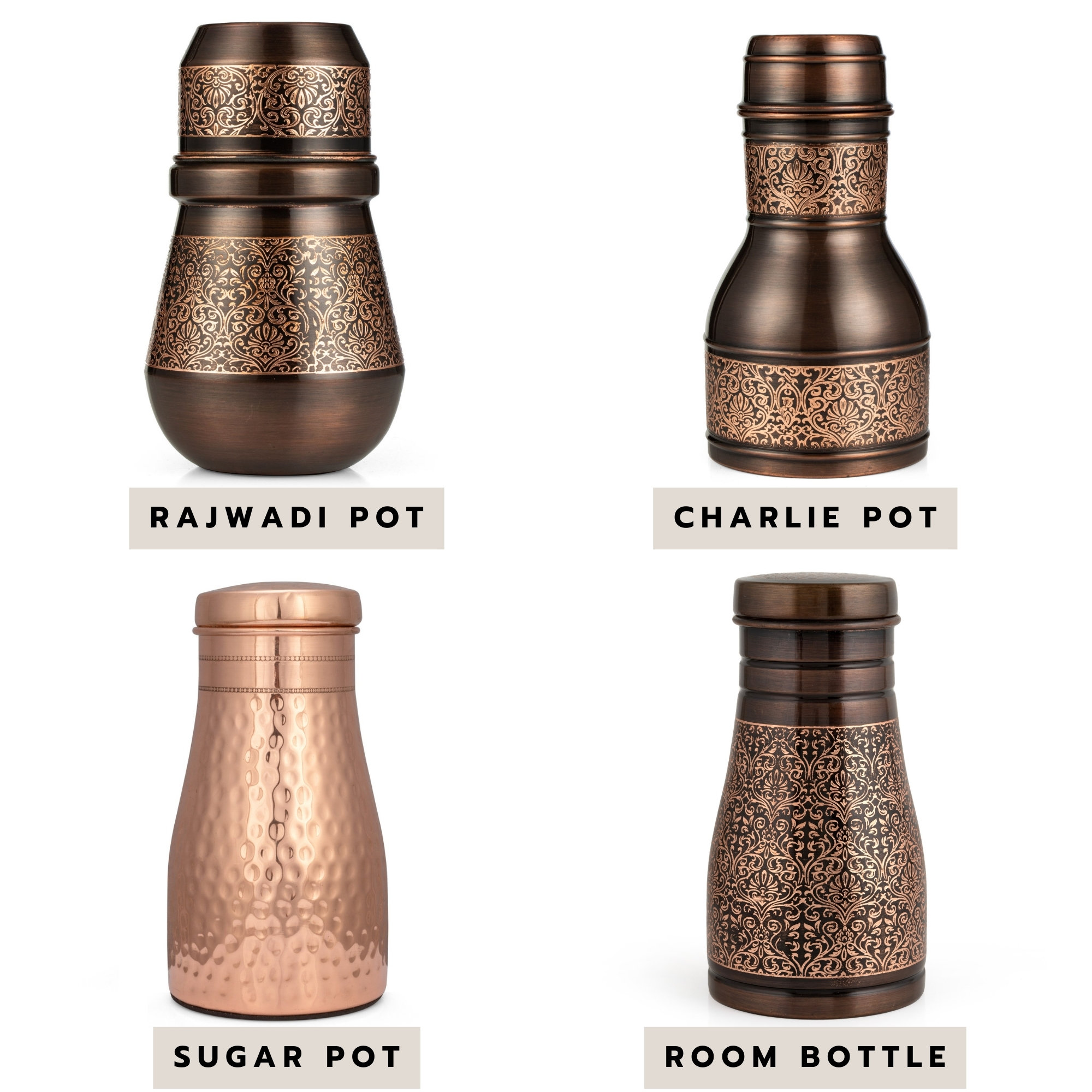 Pure Copper Bedside Water Carafe Indian Handmade Water Bottle for ...