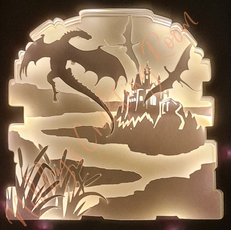 Dragon 3D Shadow Box Svglight Box Templatedigital | Etsy
