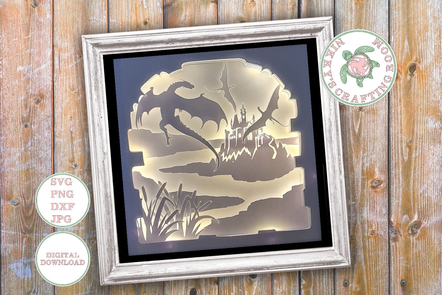 Dragon 3D Shadow Box Svglight Box Templatedigital | Etsy