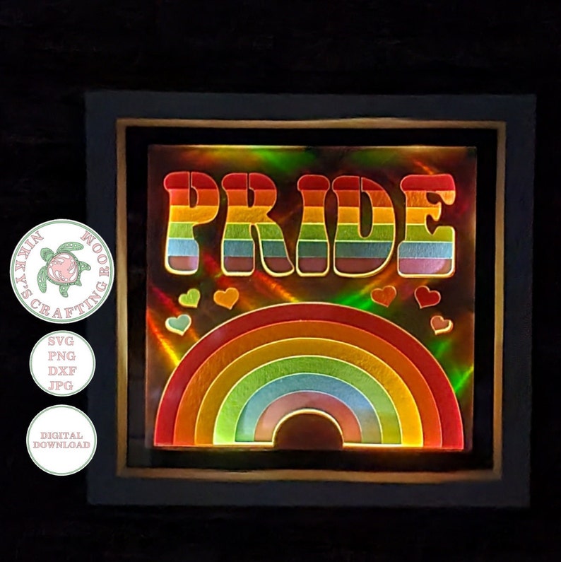 Rainbow Pride 3D Shadow Box Svg Light Box Template LGBTQ - Etsy