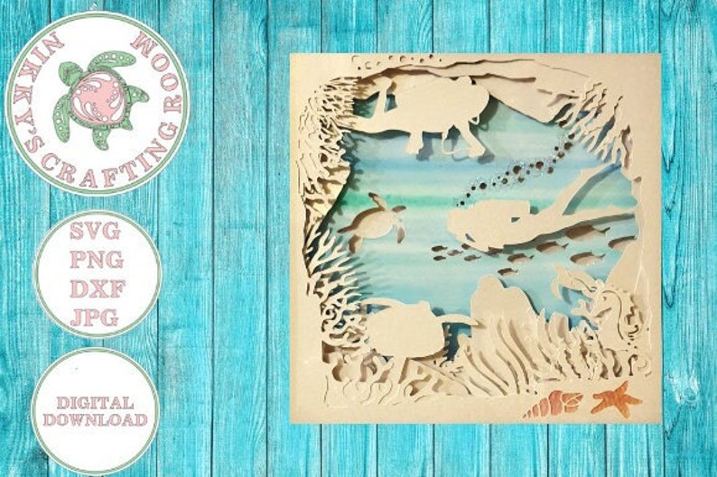 Scuba Diving3d Shadow Box Svglight Box Templatedigital - Etsy