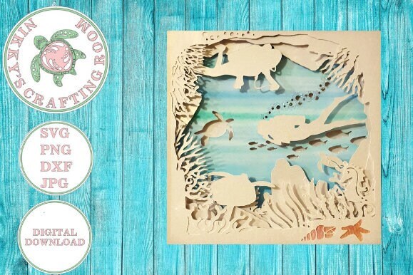 Scuba Diving,3d Shadow Box Svg,light Box Template,digital Download ...