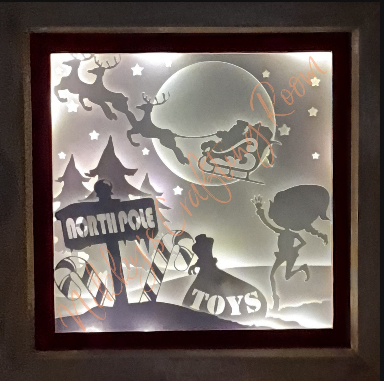 North Pole Shadow Box SVG, Christmas Light Box Template (digital ...