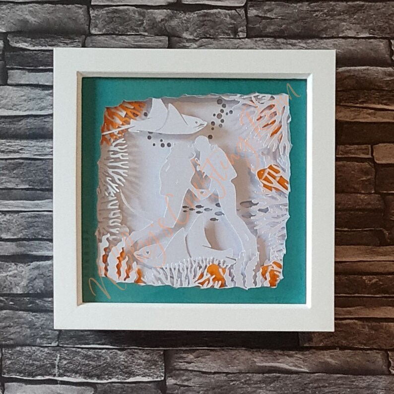 Scuba Diving With Rays 3D Shadow Box Svg,light Box Template,digital ...