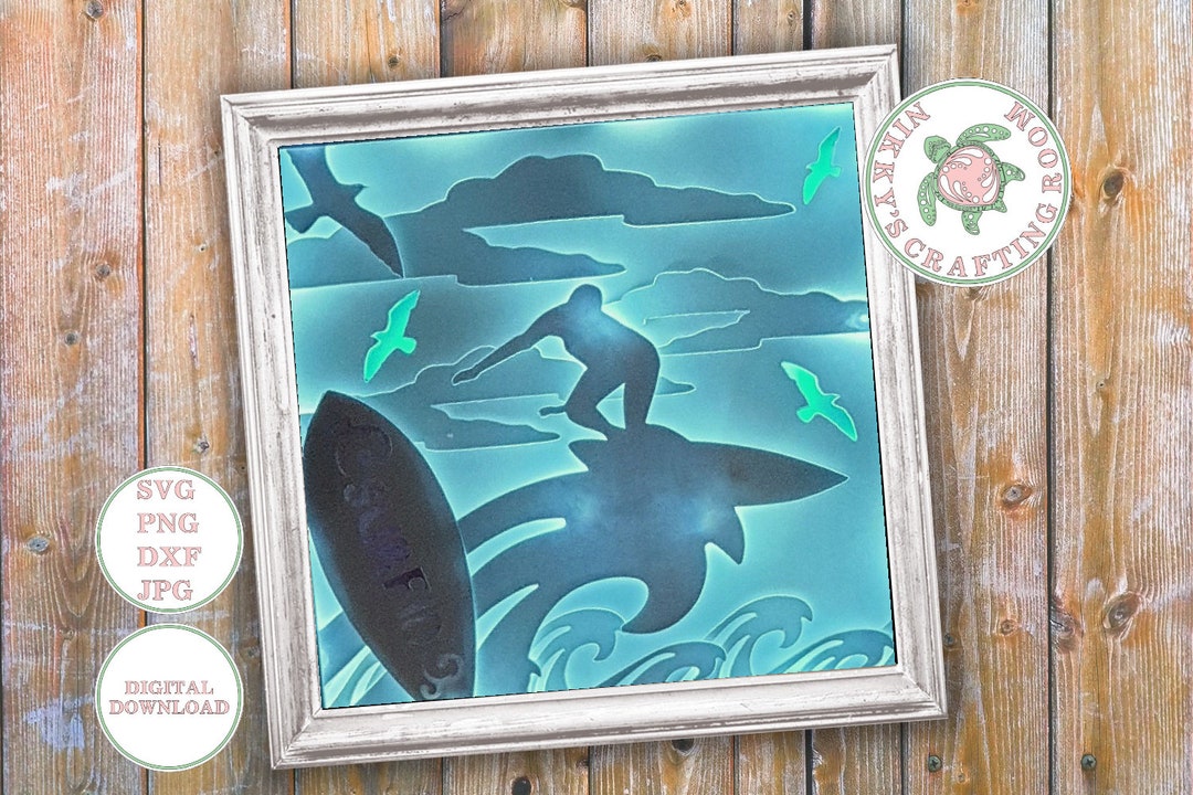 Surfing 3D Shadow Box Svg,light Box Template,digital Download,cricut ...