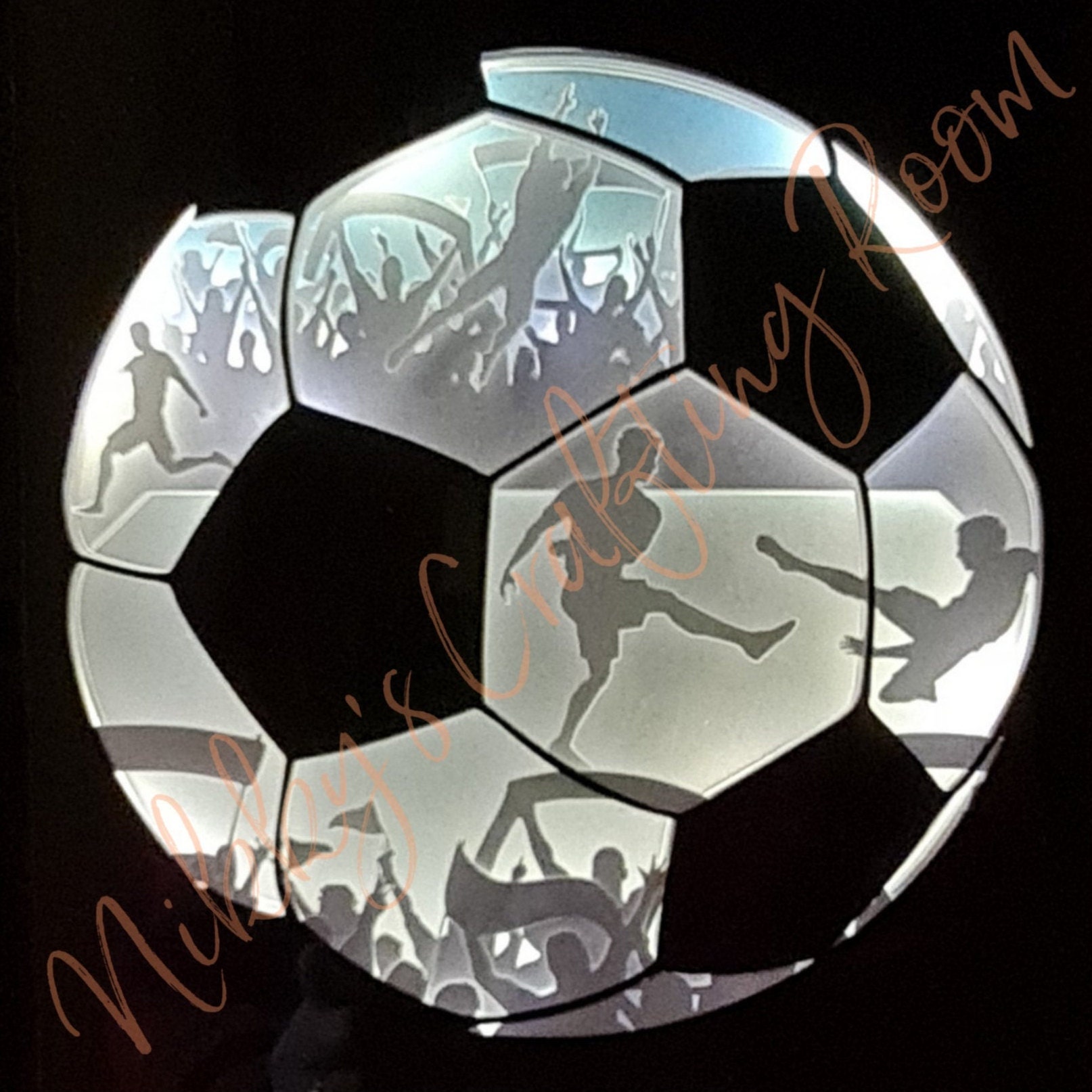 Football Soccer 3D Shadow Box Svglight Box Template | Etsy